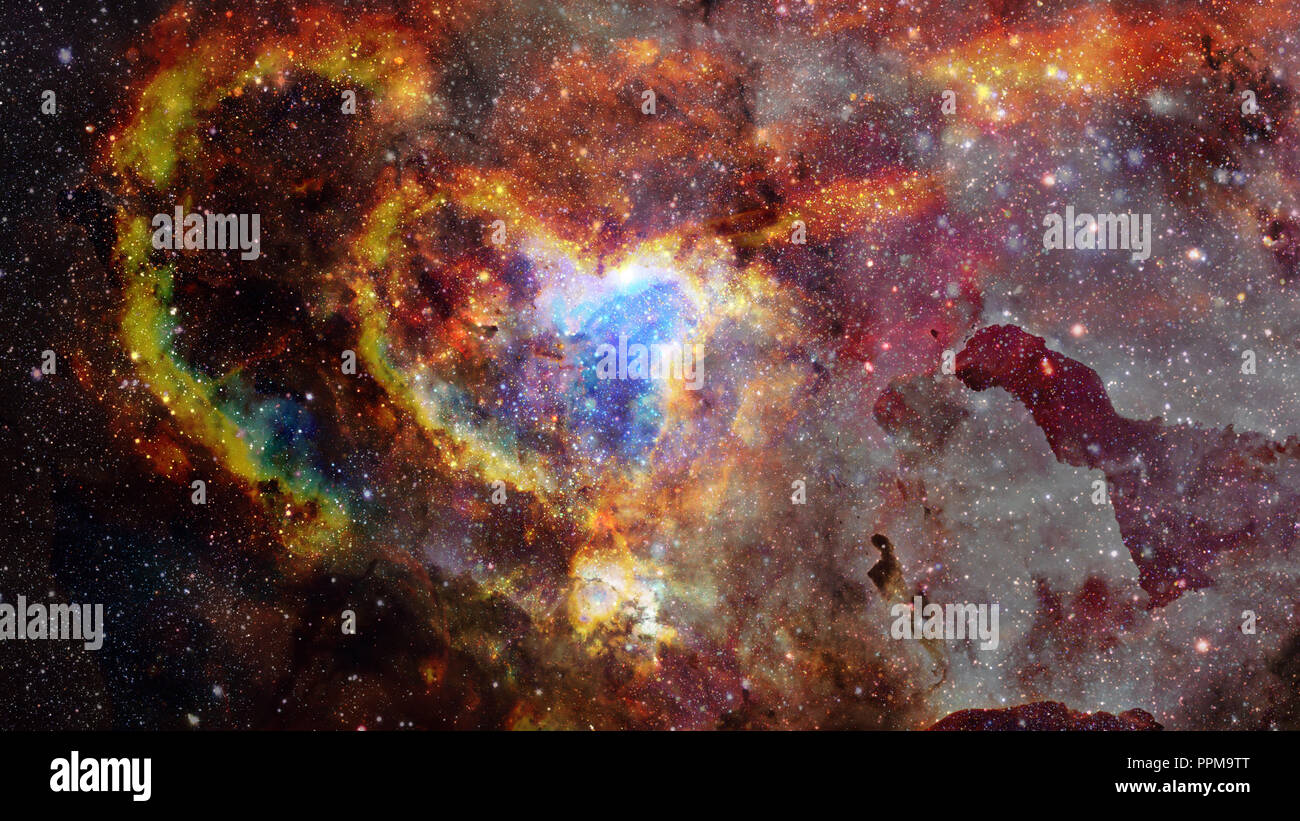 Nebula and galaxies in dark space. Interstellar sky. Elements of this ...