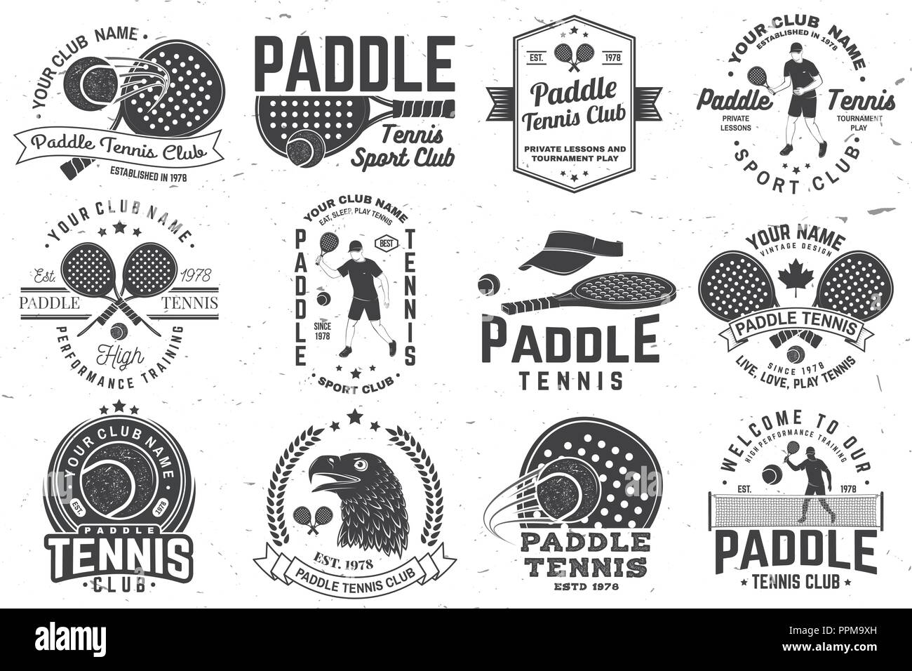 Set of Paddle tennis badge, emblem or sign. Vector illustration ...