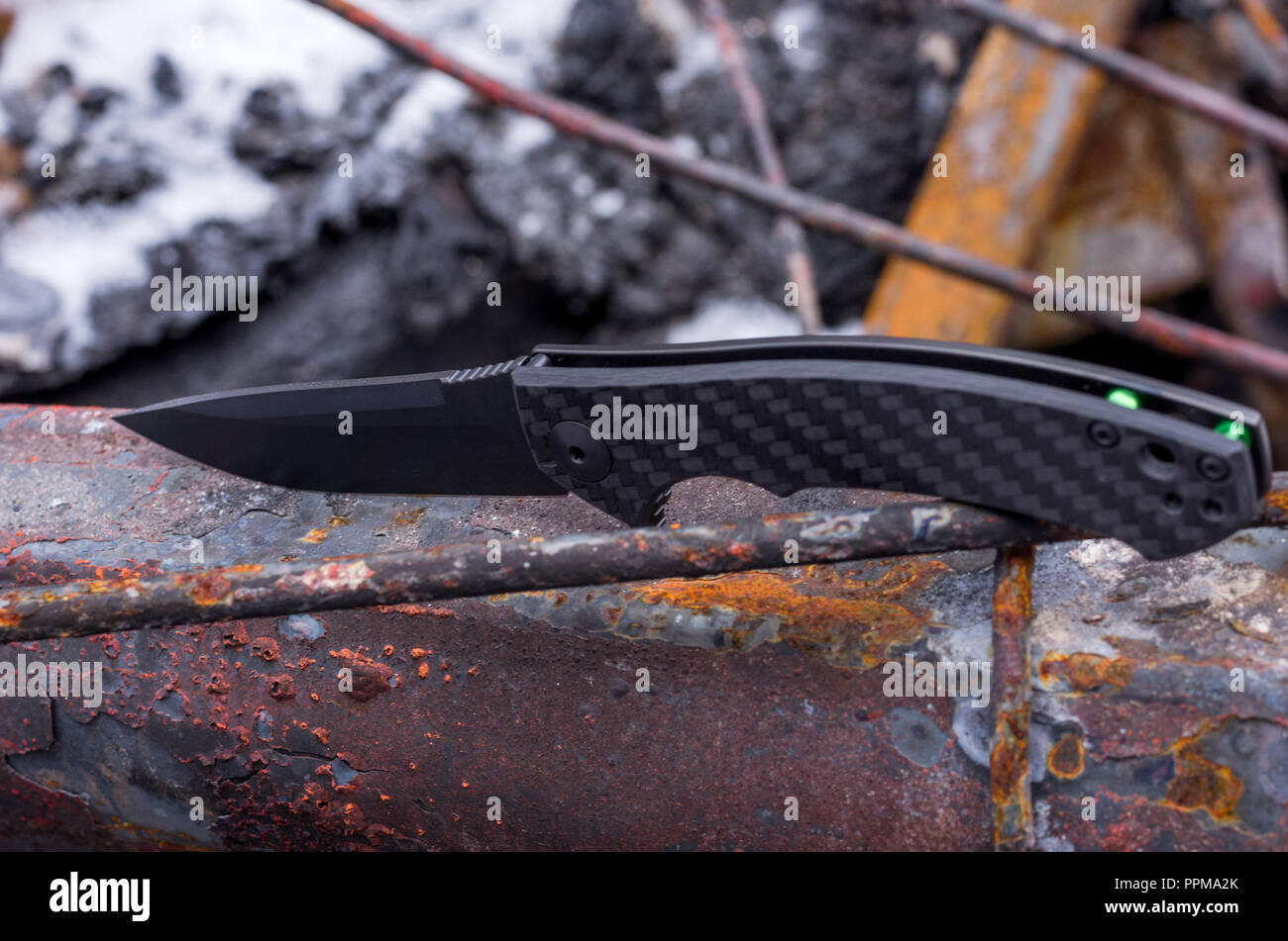 End of the knife. Knife and black blade. Top Stock Photo - Alamy