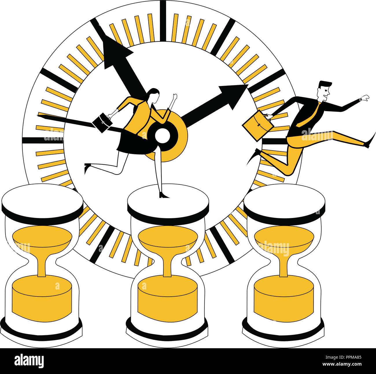 Business people running on time on sand glass Stock Vector Image & Art ...