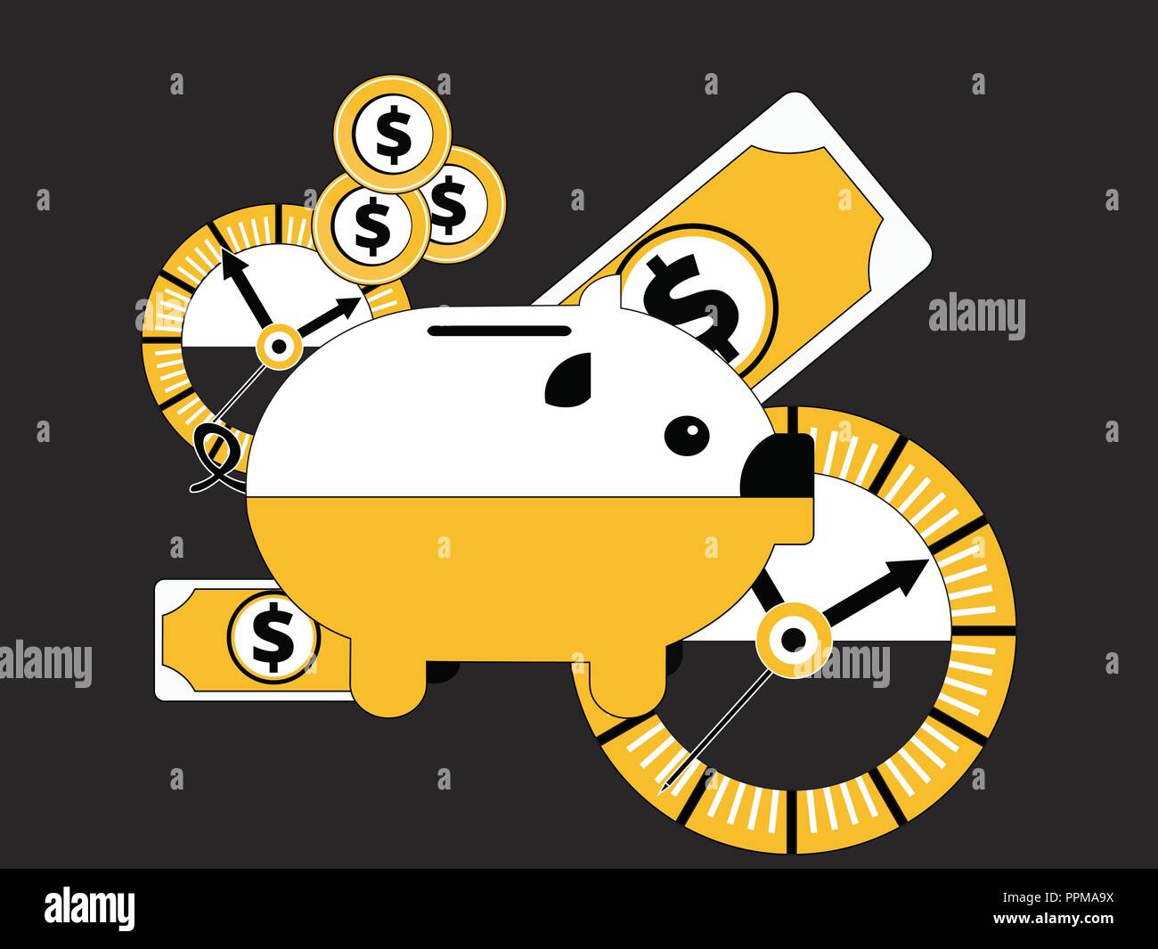 Piggy bank white hand Stock Vector Images - Alamy