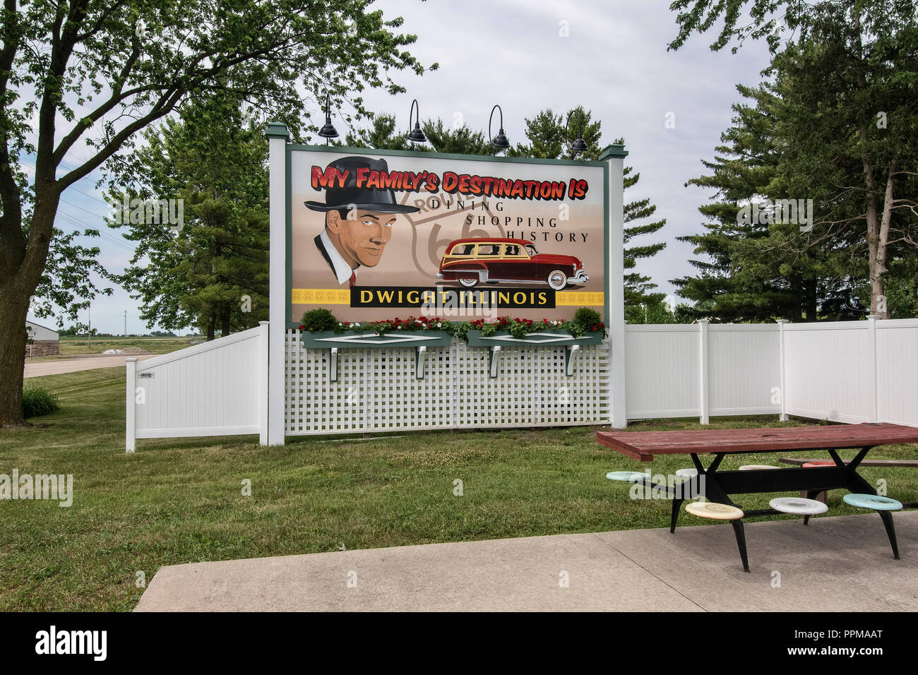 Old advertising billboard at rest stop in front of historic gas station ...