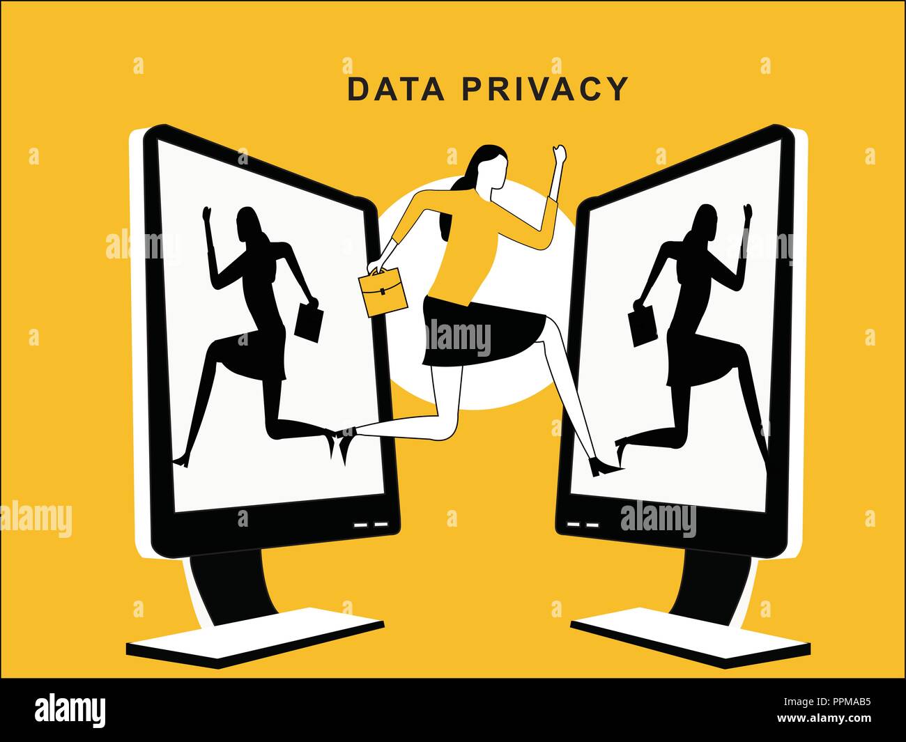 Jumping woman in white Stock Vector Images - Alamy