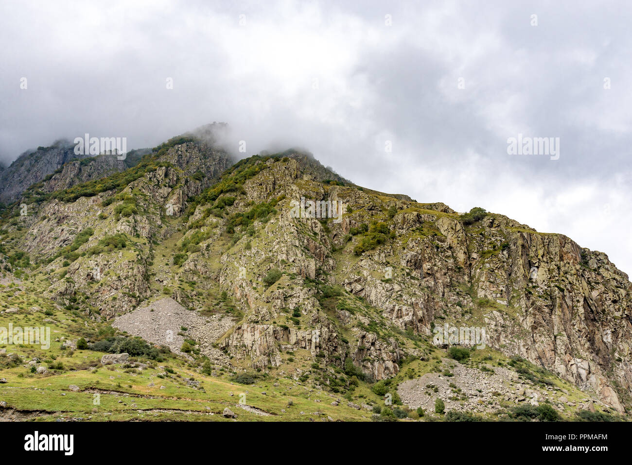 Beautiful landscapes with high mountains of Georgia, altitude above sea ...