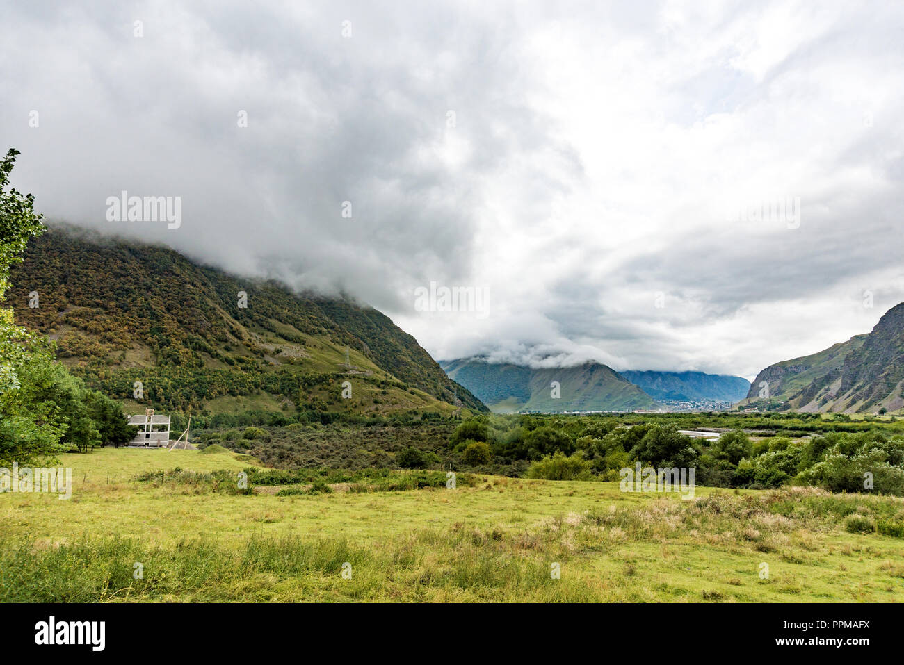 Beautiful landscapes with high mountains of Georgia, altitude above sea ...