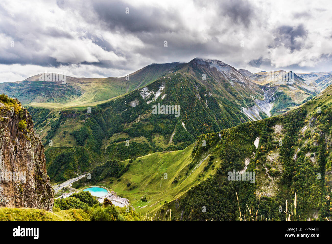 Beautiful landscapes with high mountains of Georgia. Beautiful blue ...