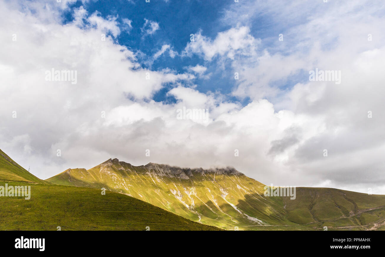 Beautiful landscapes with high mountains of Georgia. Bluesky, white ...