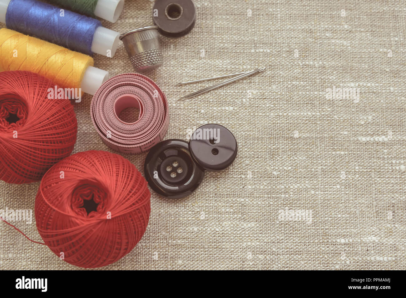 composition of seamstress, tailor, thread for sewing and for knitting ...