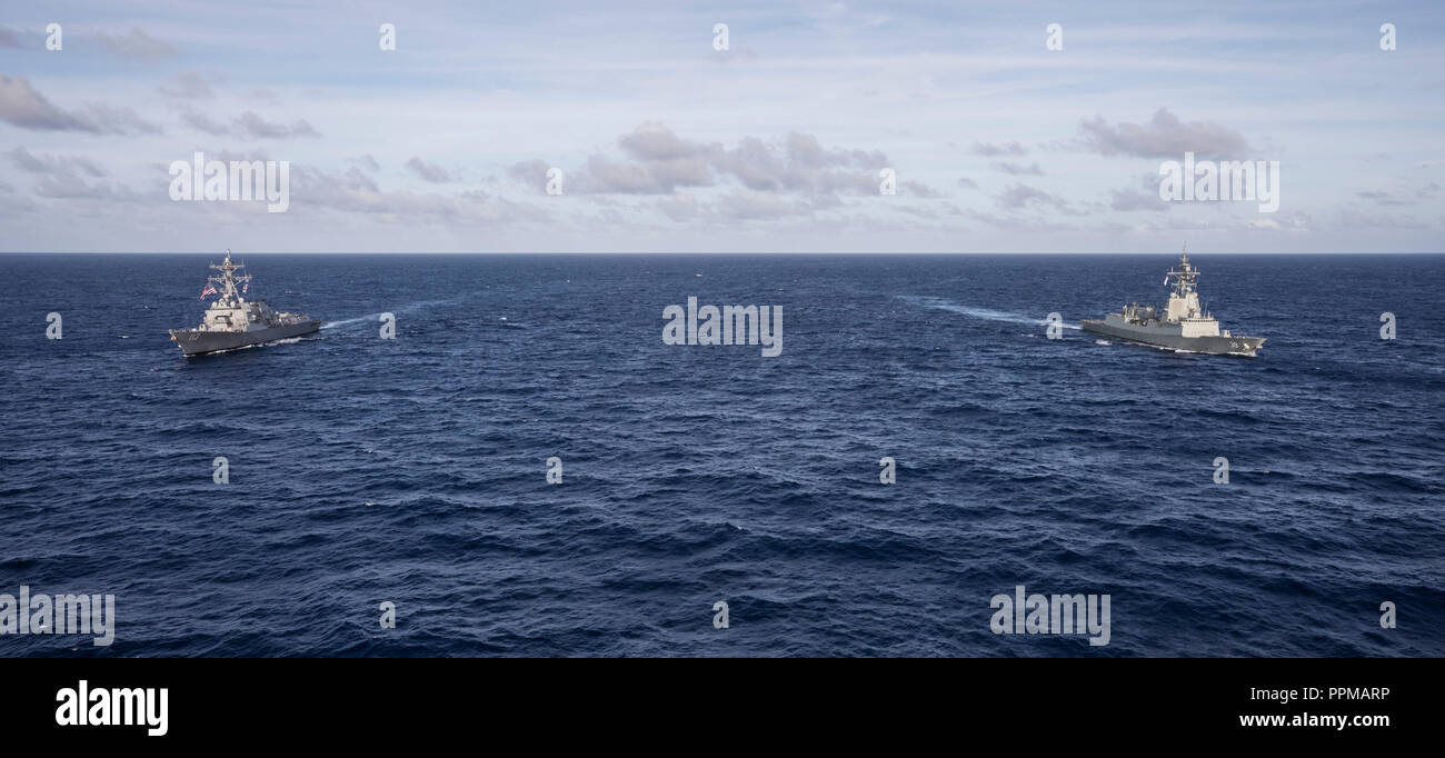 Royal Australian Navy ship HMAS Hobart (DDG 39) and U.S. Navy ship USS ...