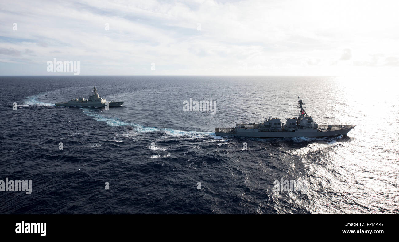 Royal Australian Navy ship HMAS Hobart (DDG 39) and U.S. Navy ship USS ...