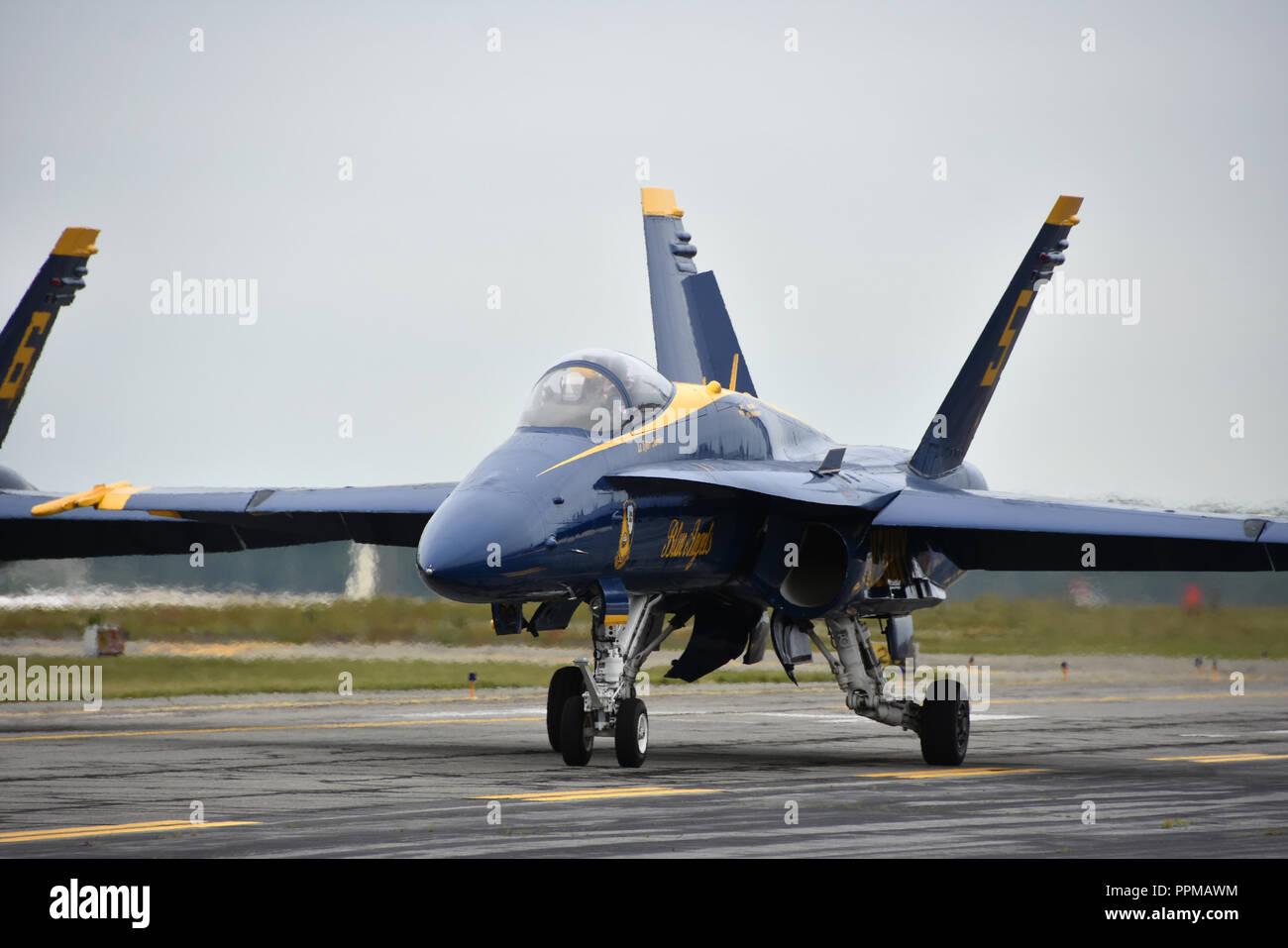 U.S. Navy Blue Angels jet Number 5, taxis down the flightline June 9 ...