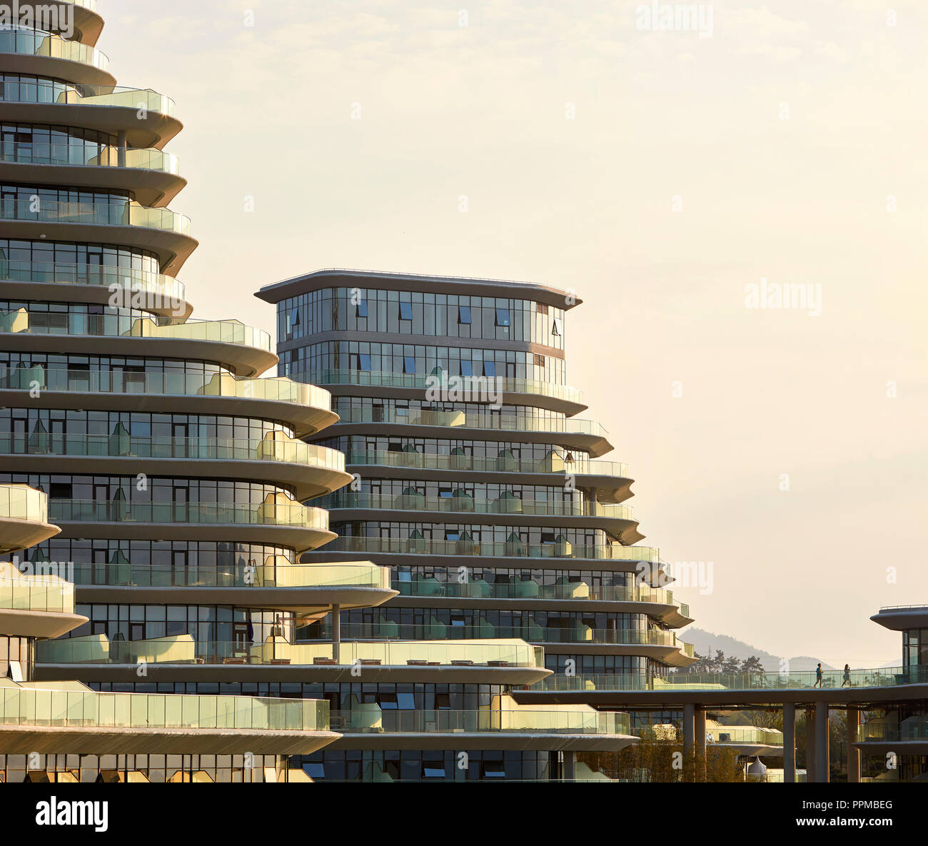 Exterior facade of vertical housing cluster. Huangshan Village ...