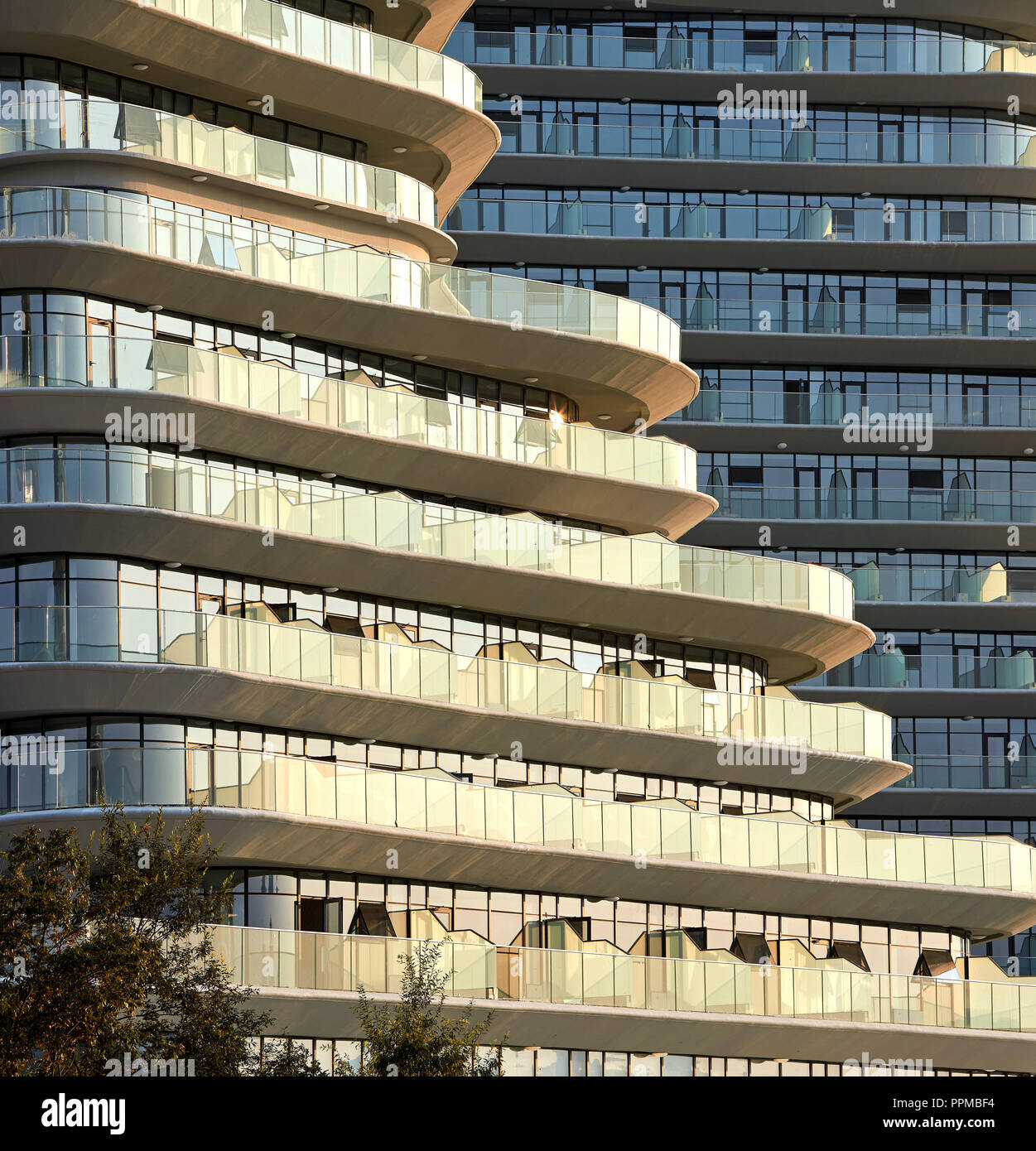 Exterior facade detail of vertical housing cluster. Huangshan Village ...