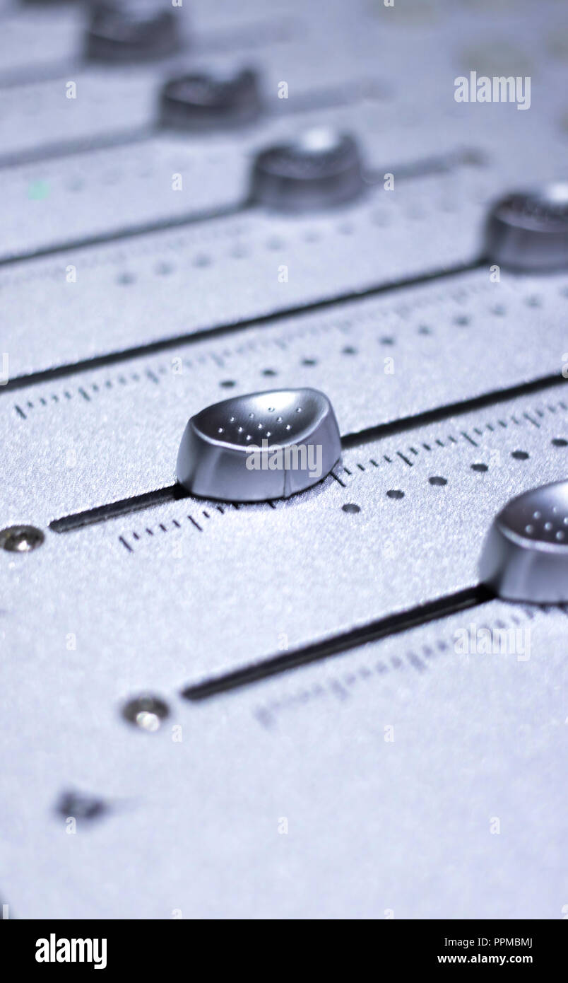 Recording audio studio mixing desk to record and mix music, instruments ...