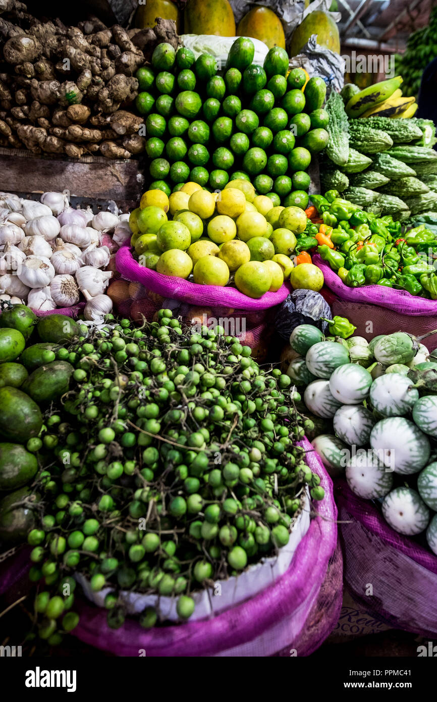 different kinds of asian vegetable on a market in sri lanka Stock Photo ...