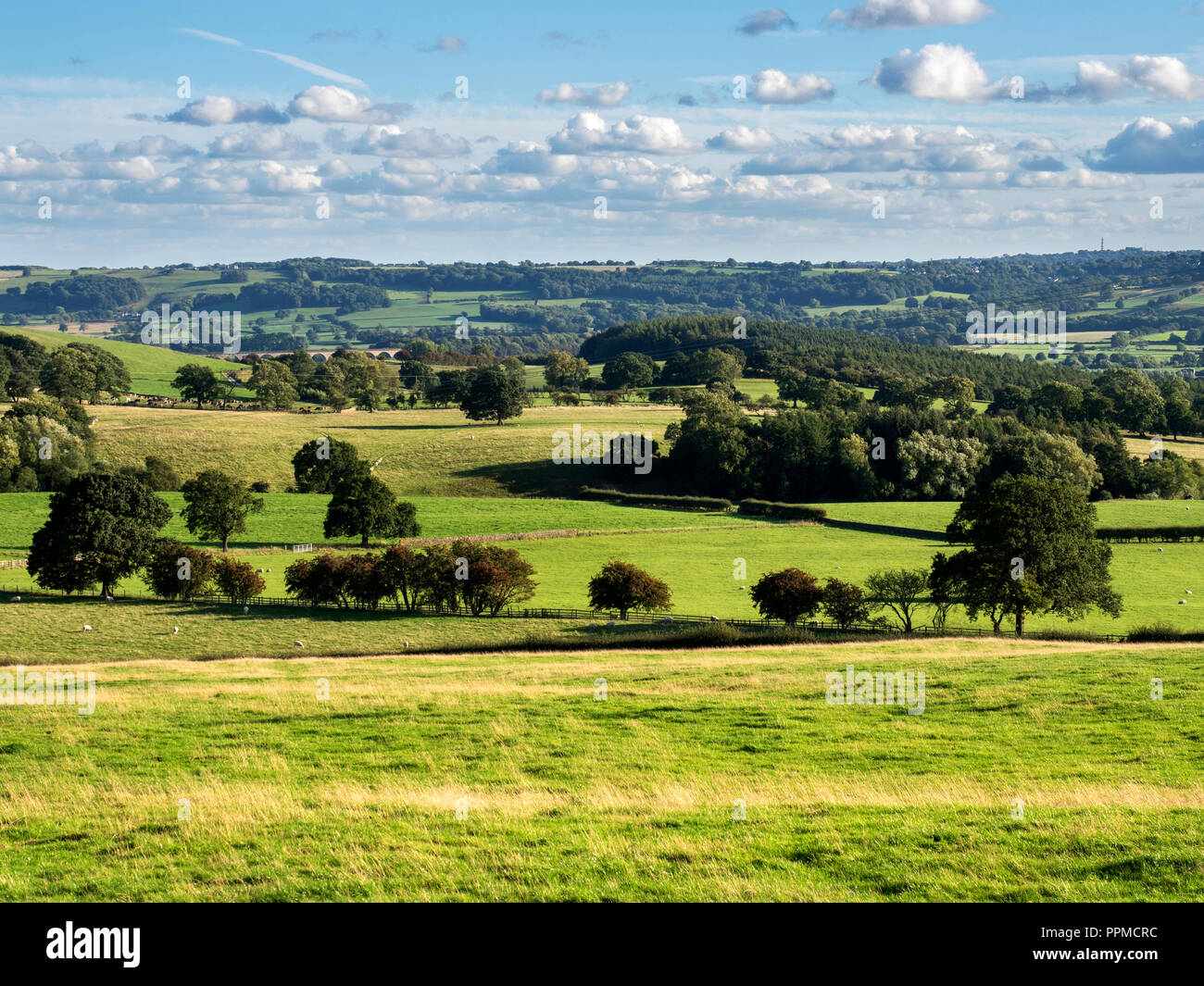 Lower Wharfedale countryside from Low Lane near Stainburn North ...