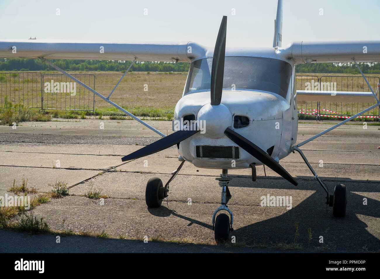Light single-engine aircraft at the airport Stock Photo - Alamy