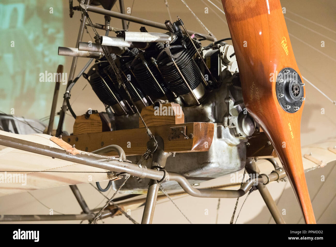 Replica of Fokker's First aircraft, the Fokker Spin, on display at the ...