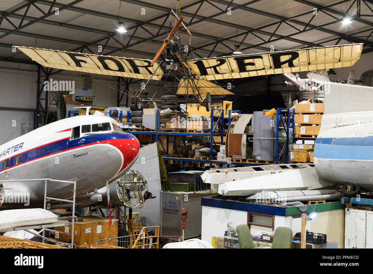 Replica of Fokker's First aircraft, the Fokker Spin, on display at the ...