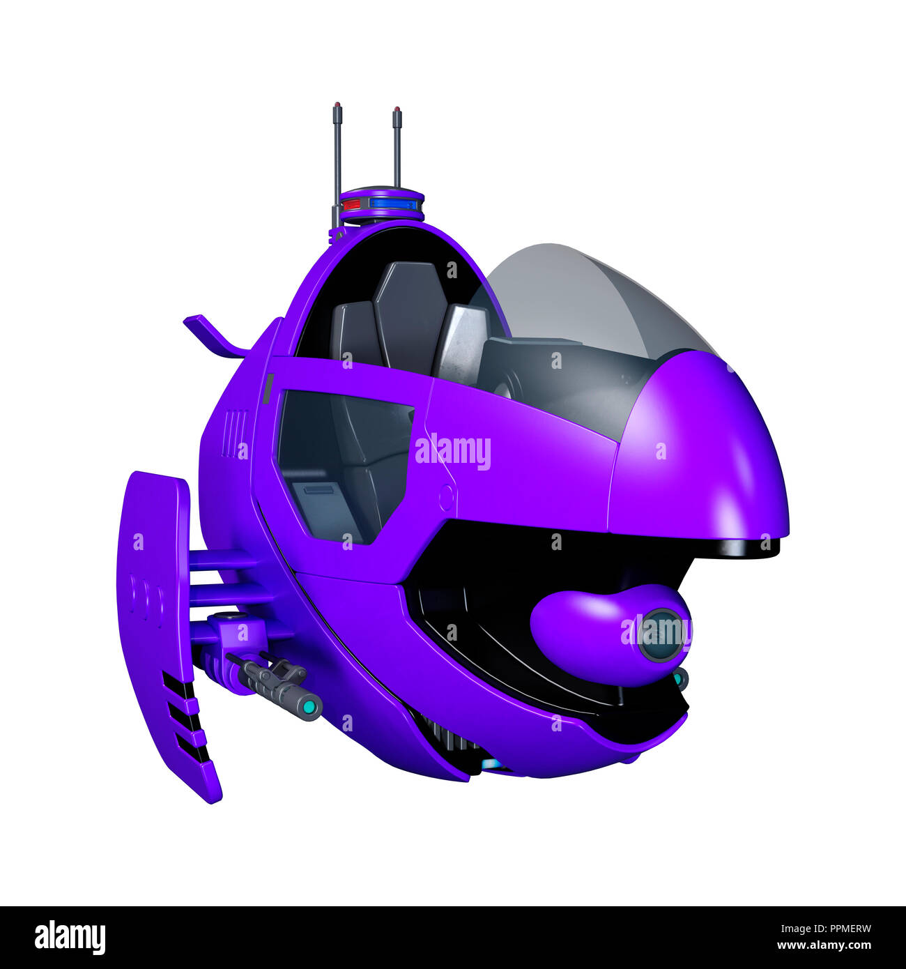 3D rendering of a science fiction futuristic flying bike isolated on ...