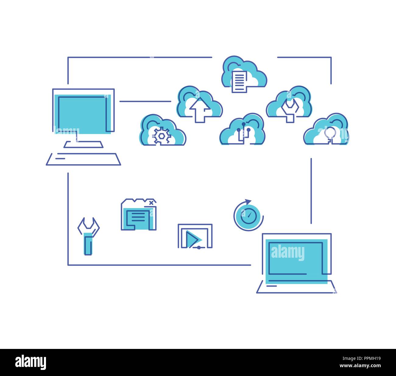 Global computer network cloud computers Stock Vector Images - Alamy