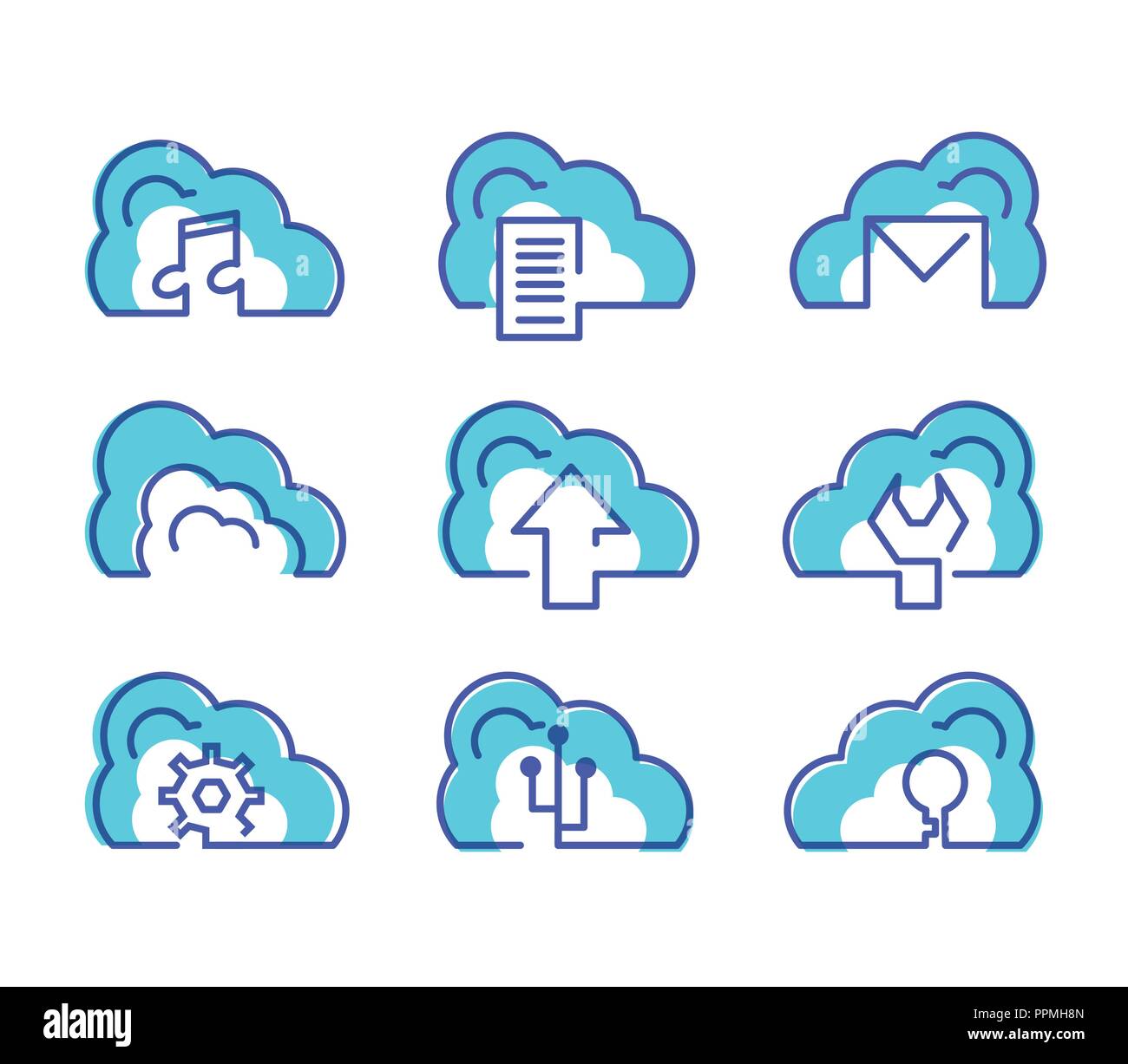 cloud computing network set icons vector illustration design Stock ...