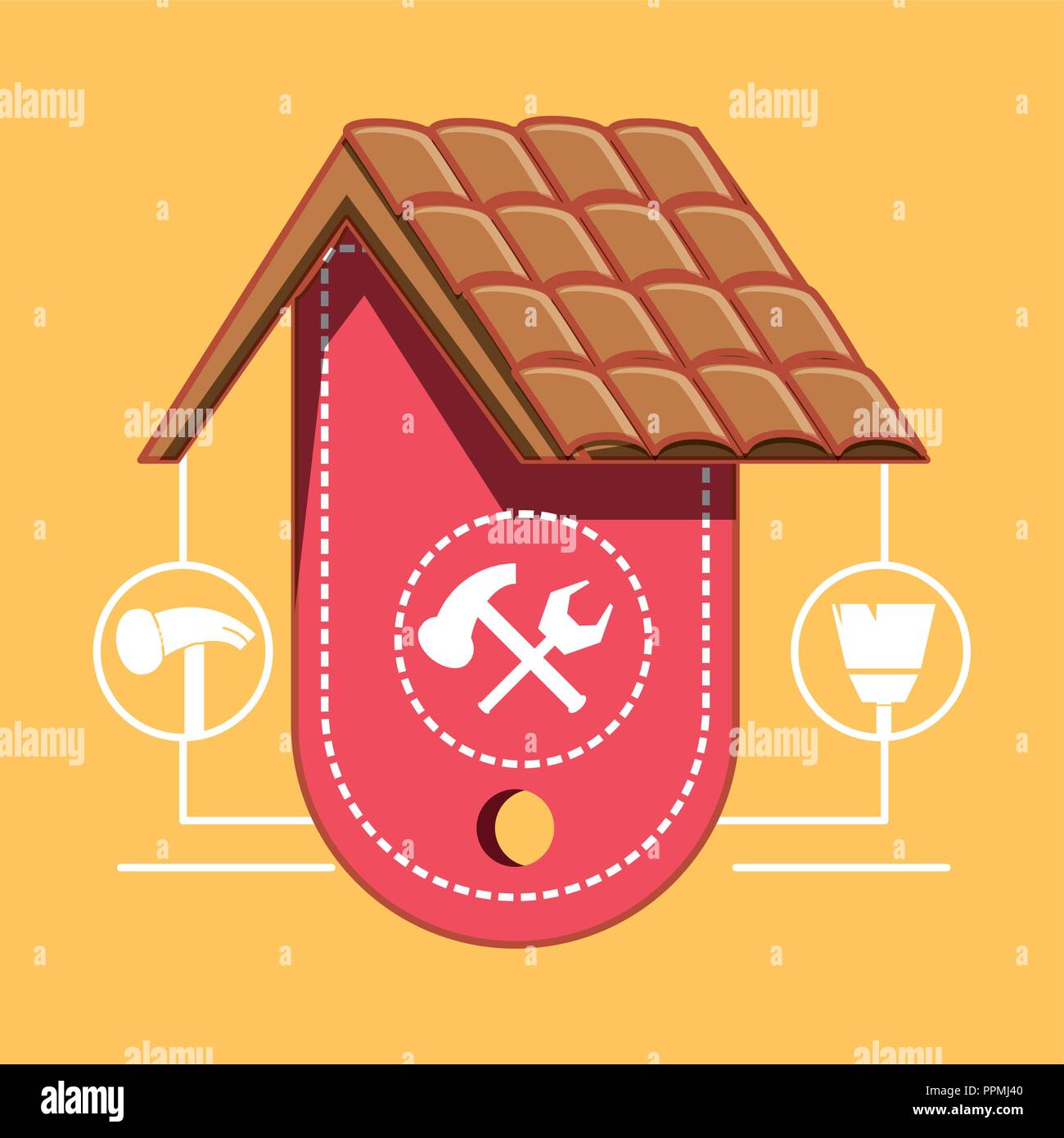 roof structure with home repair icons vector illustration design Stock ...