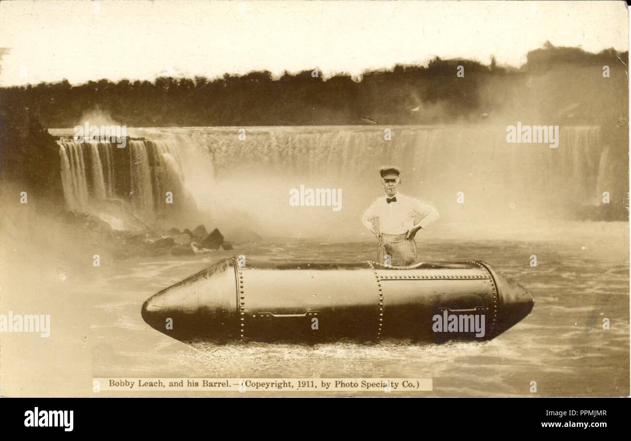 Bobby Leach, and his barrel Stock Photo - Alamy