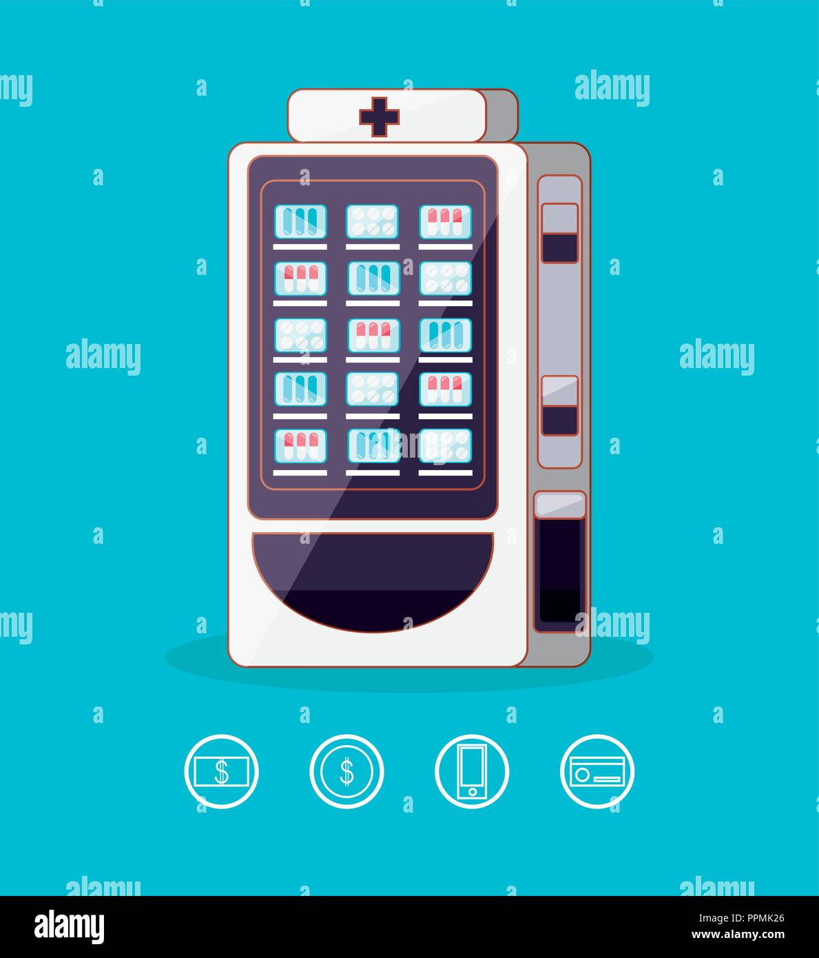 dispenser of medicine machine electronic vector illustration design ...