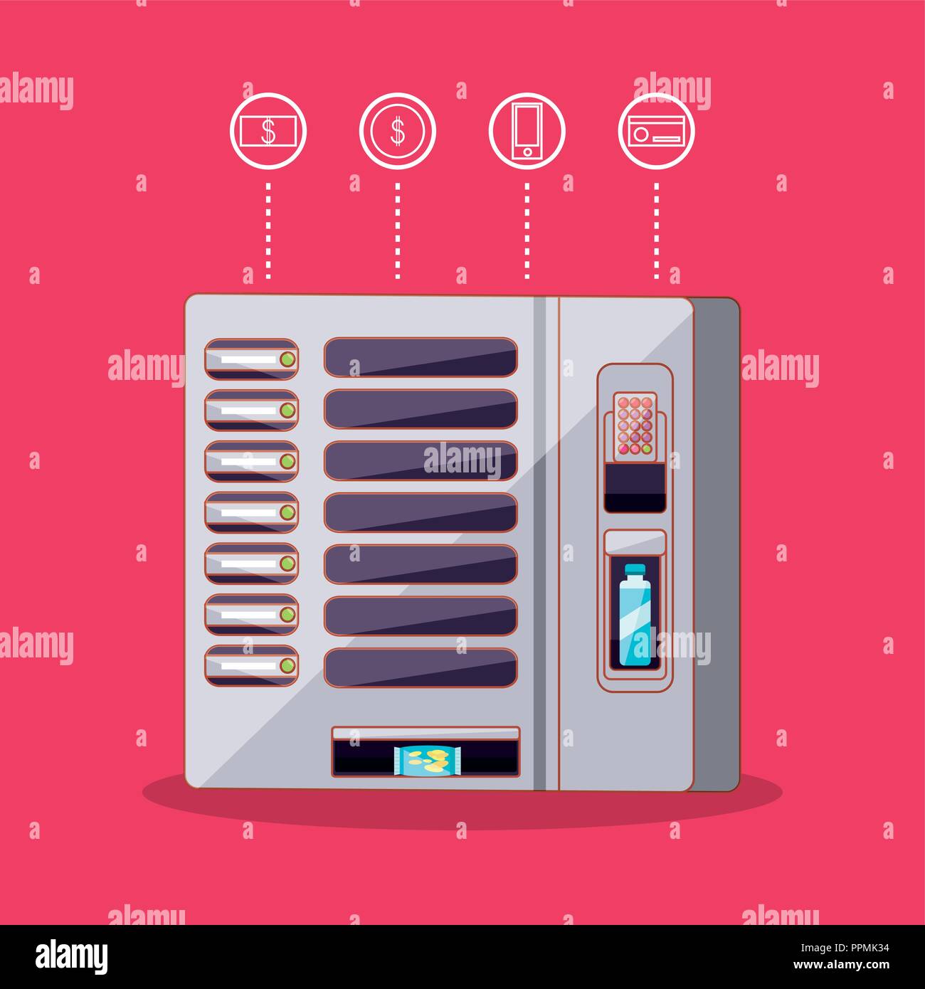 dispenser beverage and chips machine electronic vector illustration ...