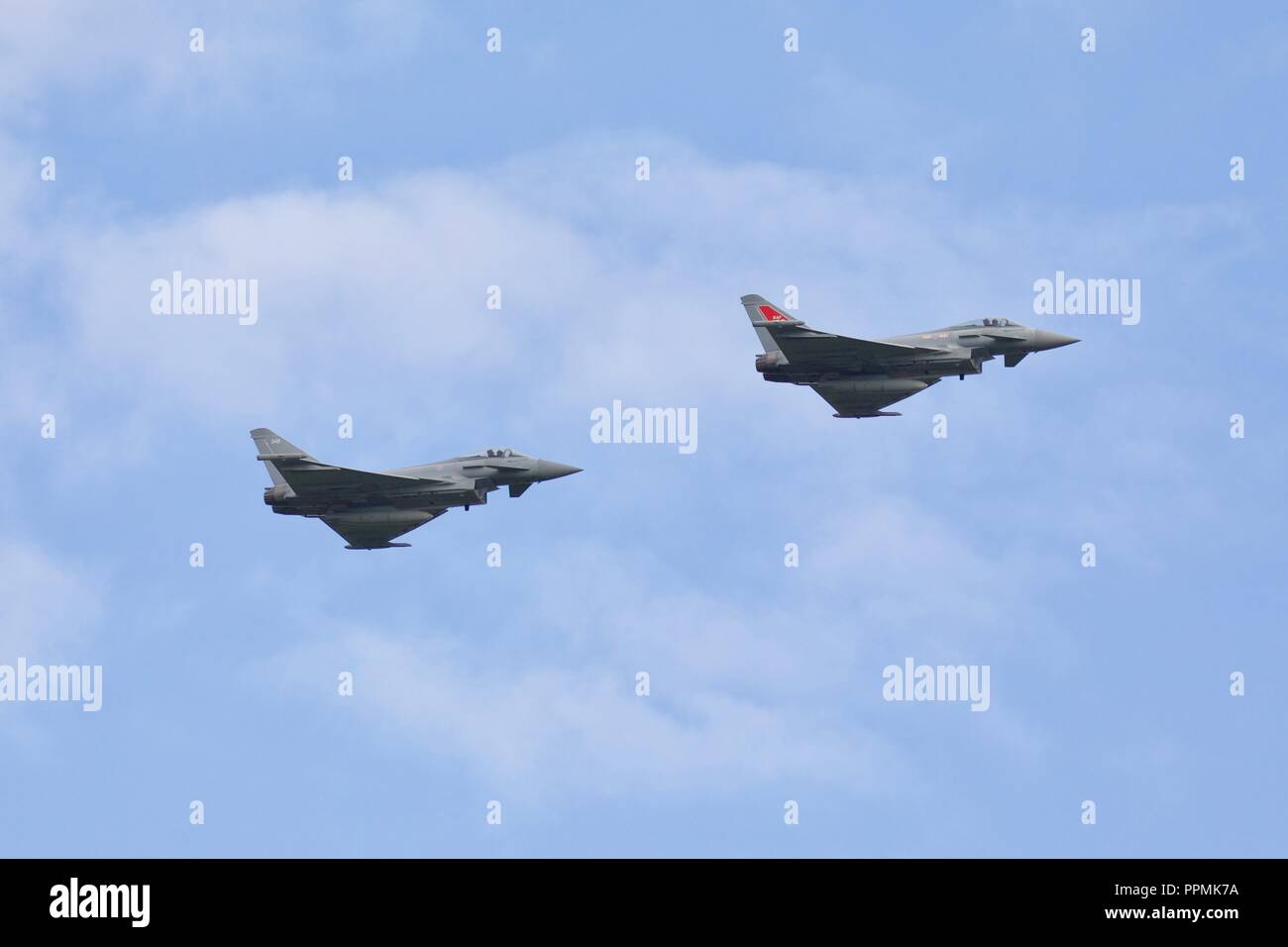 Eurofighter Typhoons performing a flypast celebrating 100 years of the ...