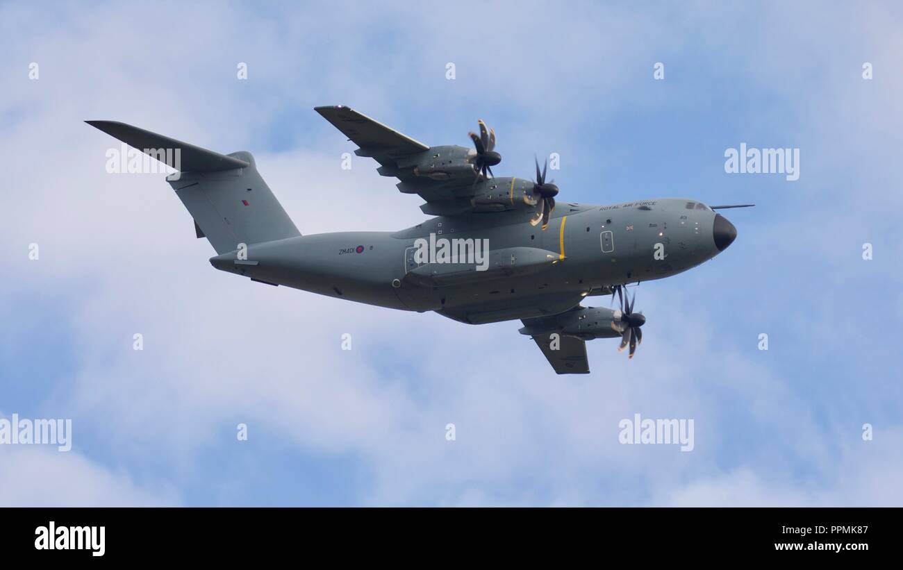 Royal Air Force A400M Atlas transport aircraft performing a flypast at ...