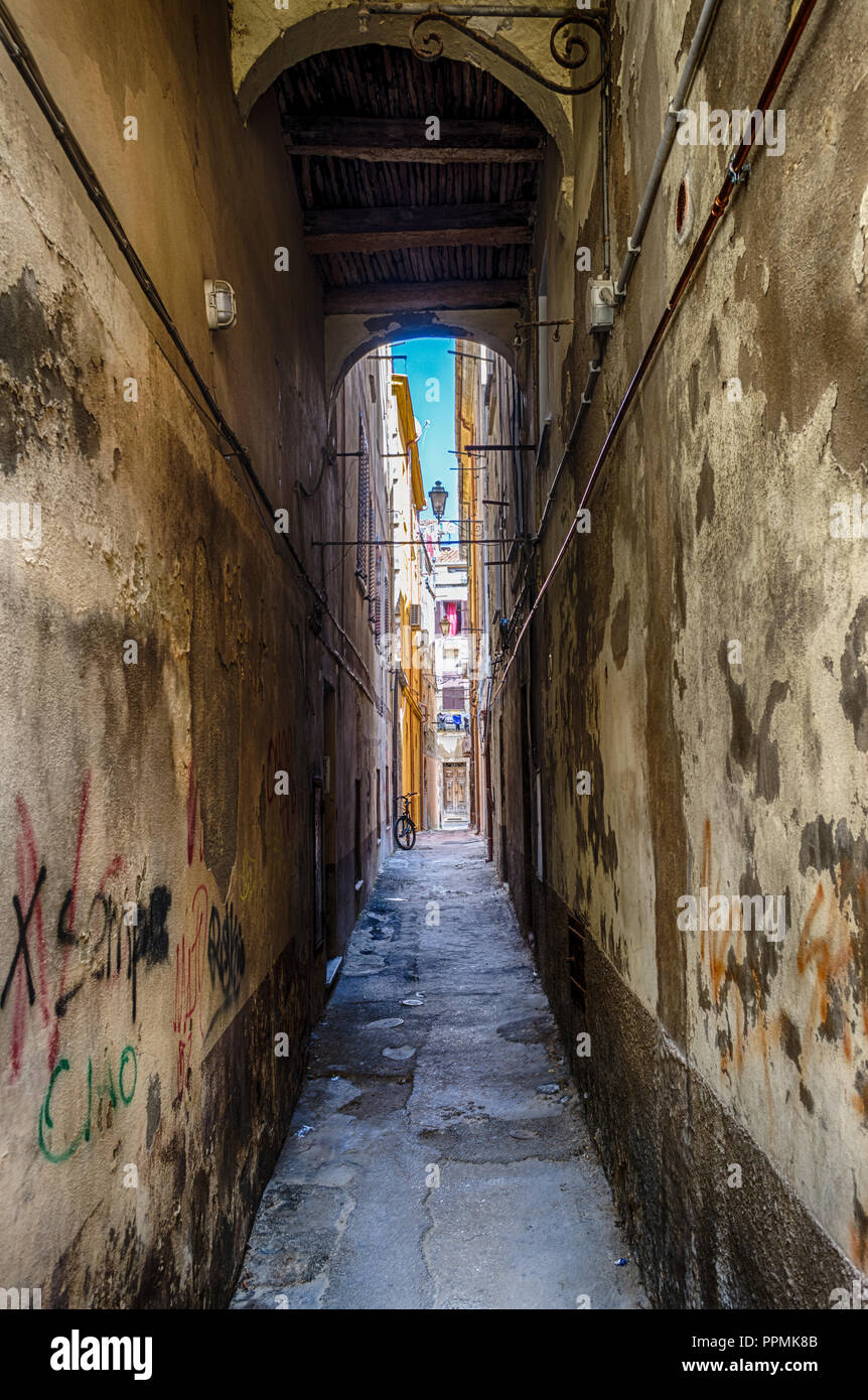 Beautiful deserted alley in a italian old city in a sunny day Stock ...