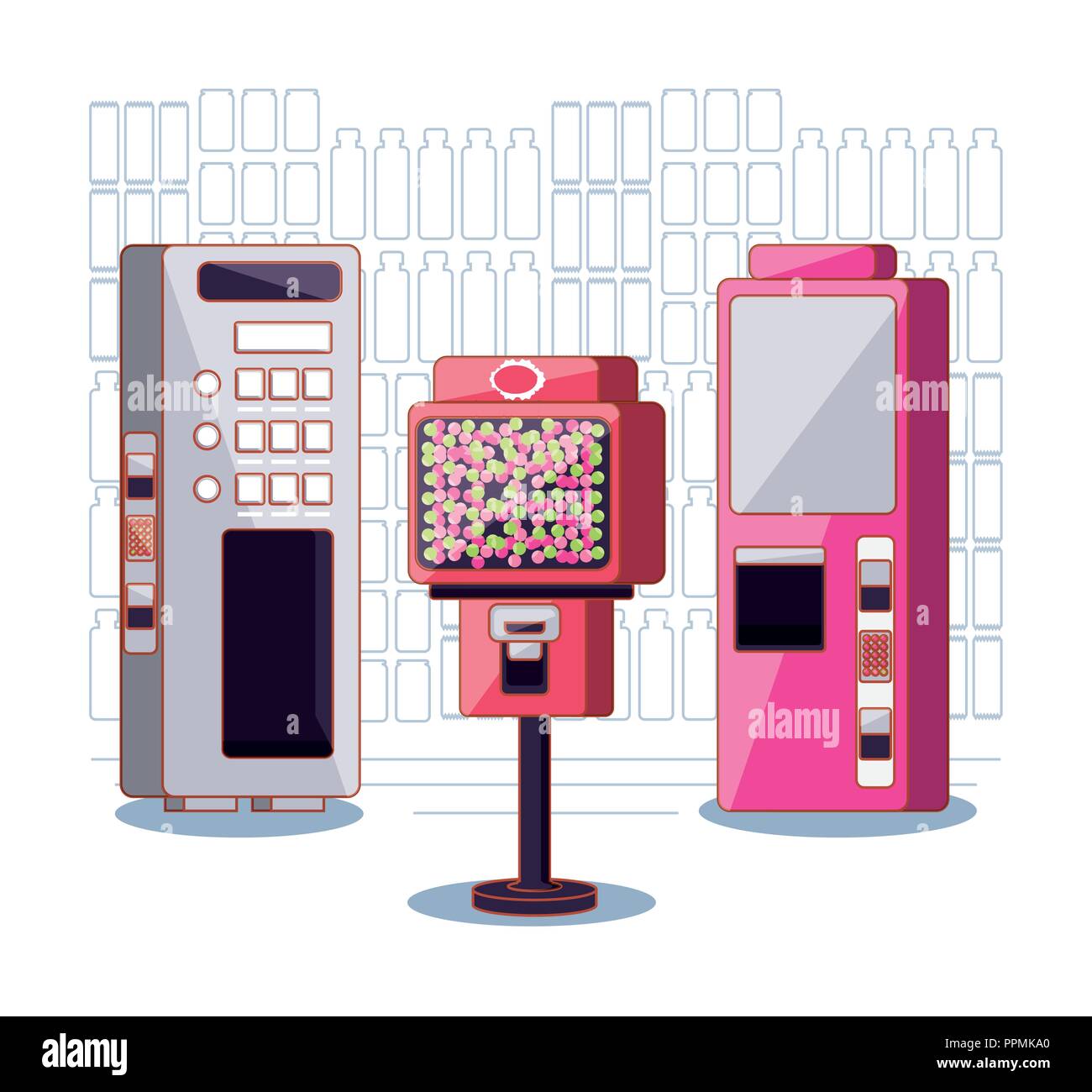 set of dispenser machines electronics vector illustration design Stock ...