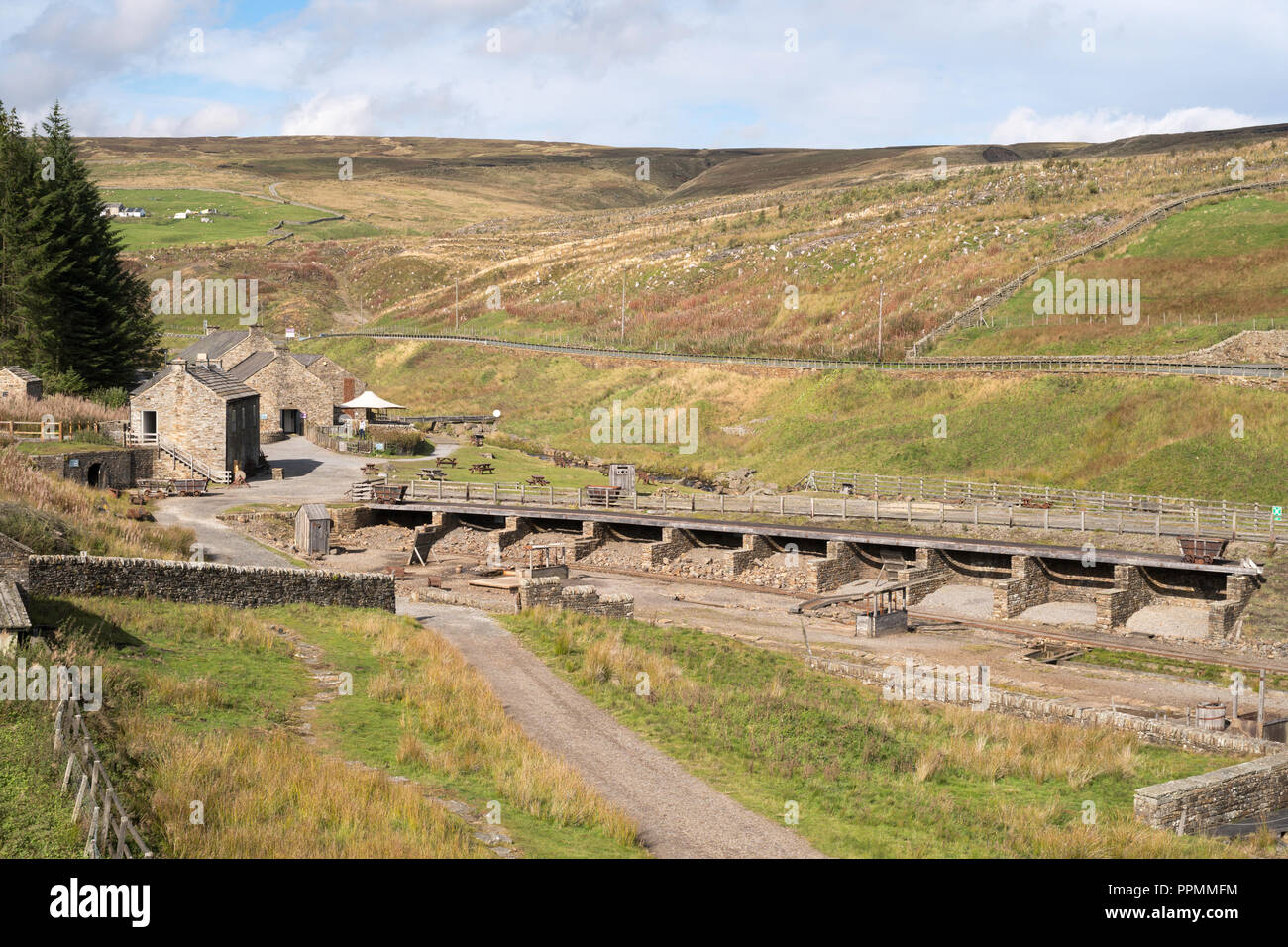 The washing floor at Killhope Lead Mine museum, Cowshill, County Durham ...