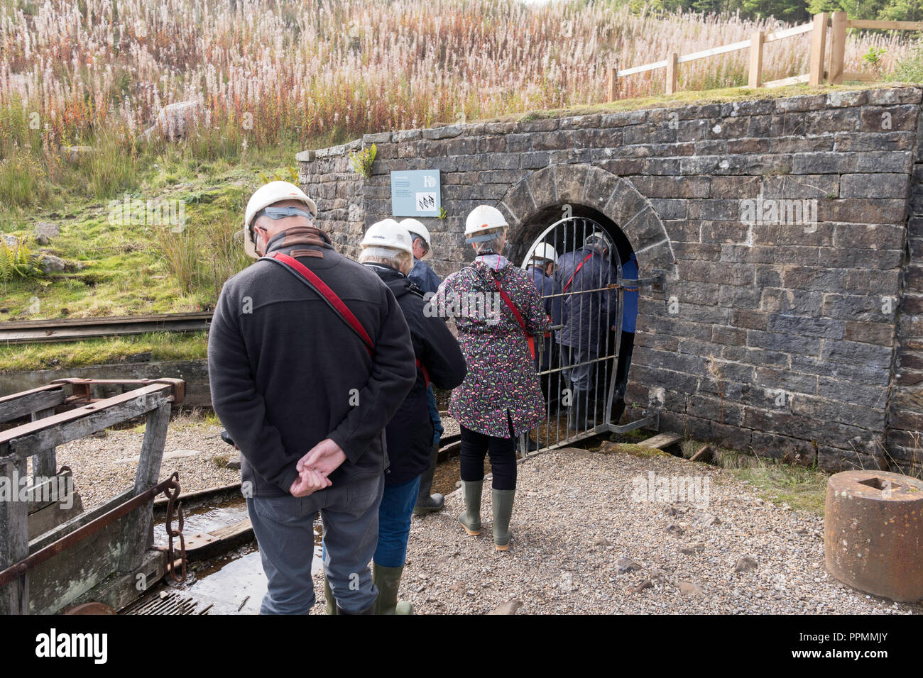 Visitors entering Park Level Mine, Killhope Lead Mine museum, Cowshill ...