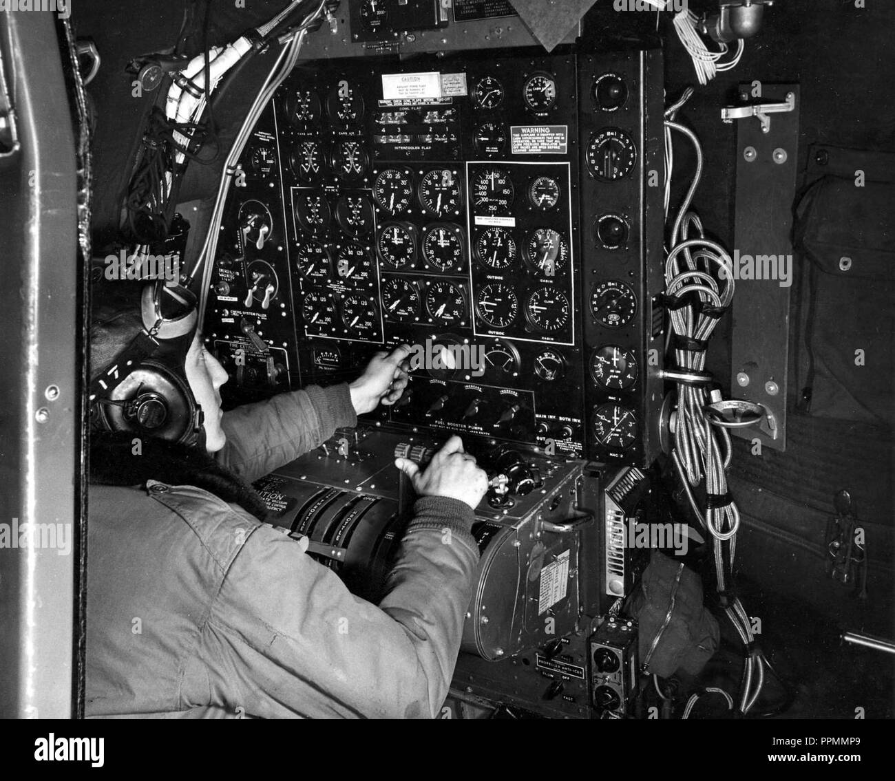 Boeing B-29 flight engineer's panel Stock Photo - Alamy