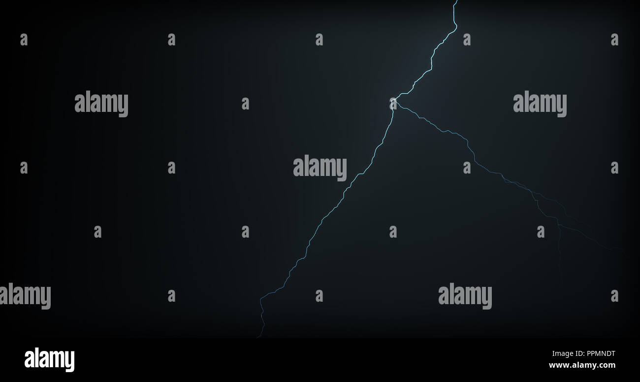 Lightning strikes on a black background with realistic reflections ...