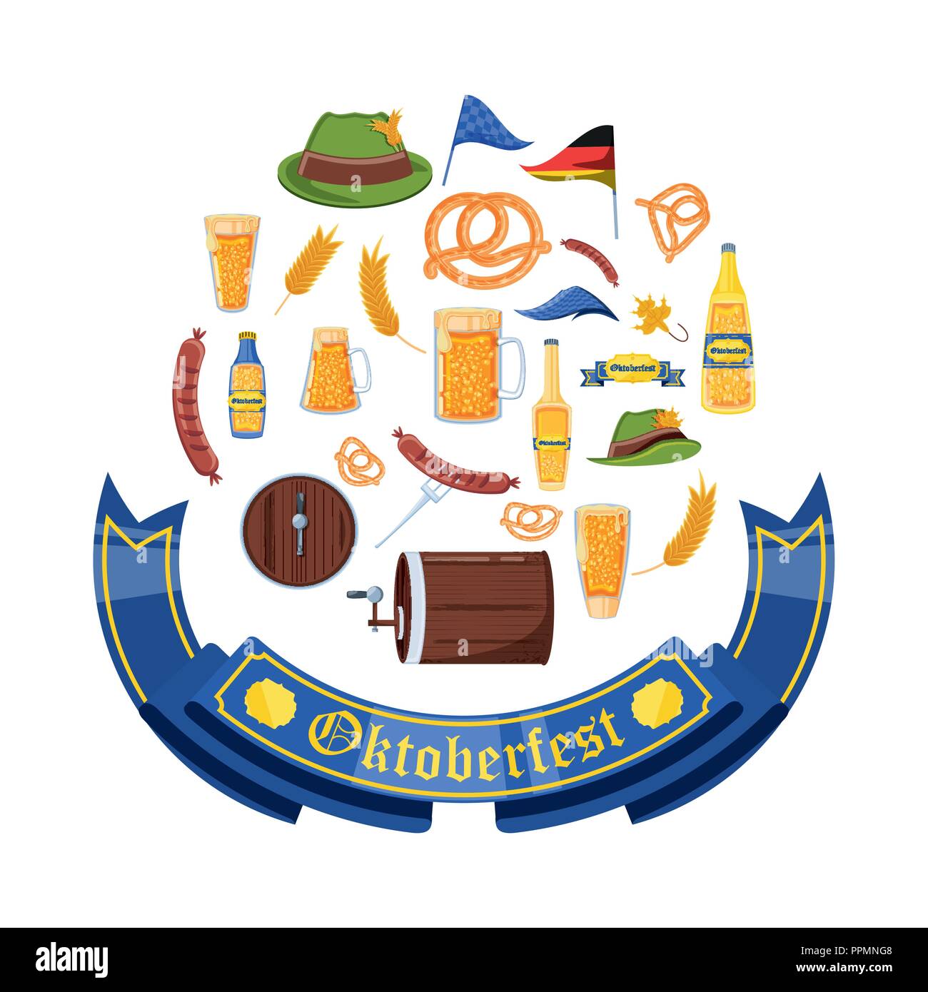oktoberfest celebration set icons vector illustration design Stock ...