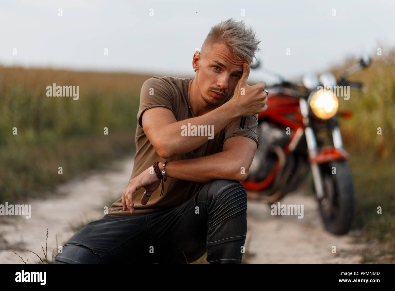 Man helmet hair motorcycle hi-res stock photography and images - Alamy