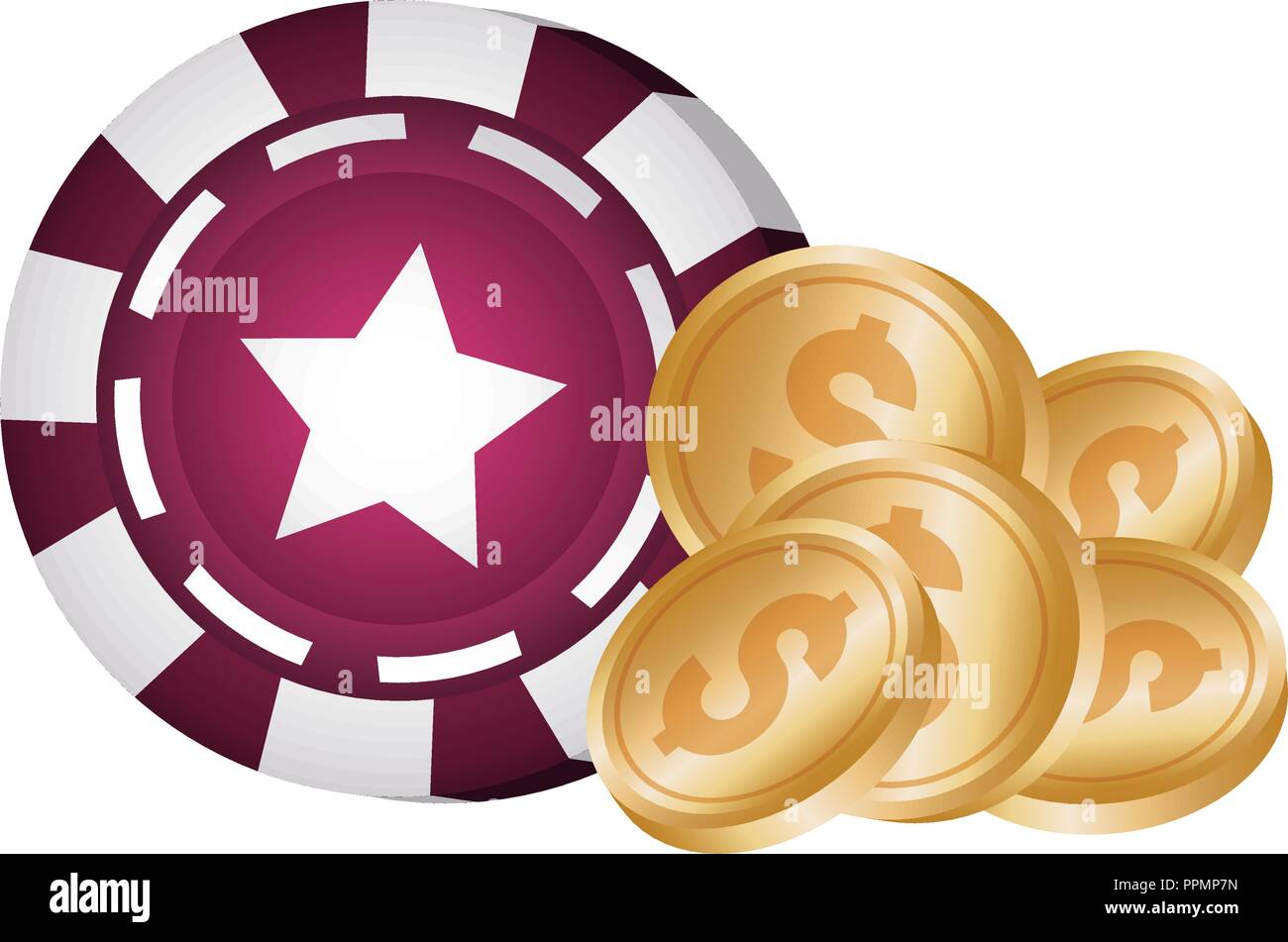 casino poker chip coins money dollar vector illustration Stock Vector ...