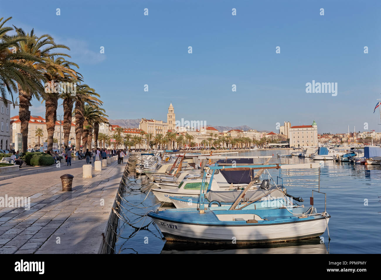 SPLIT, CROATIA - April 08 2018: Matejuska old port view of the historic ...