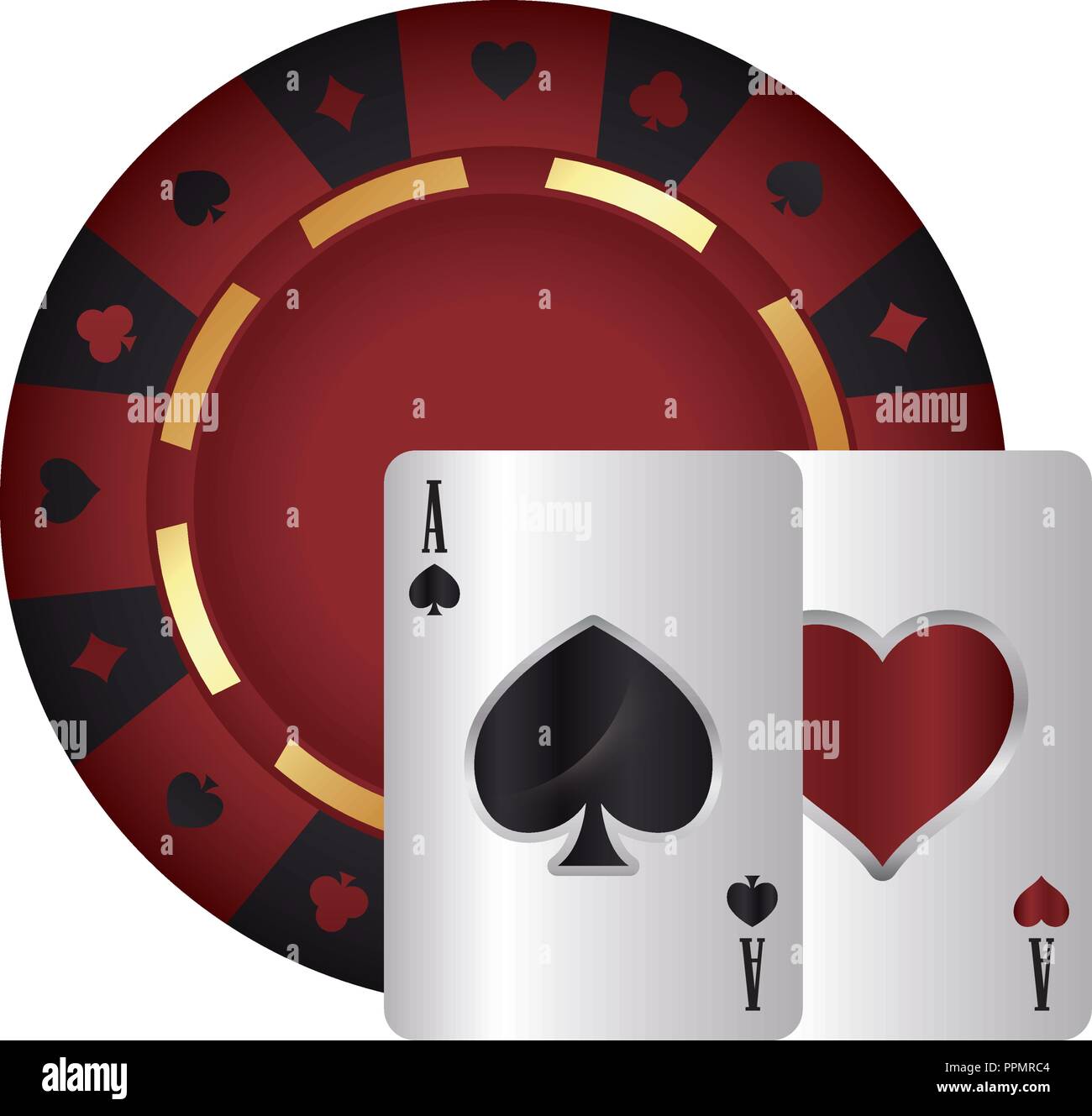 casino poker roulette cards ace spade heart vector illustration Stock ...