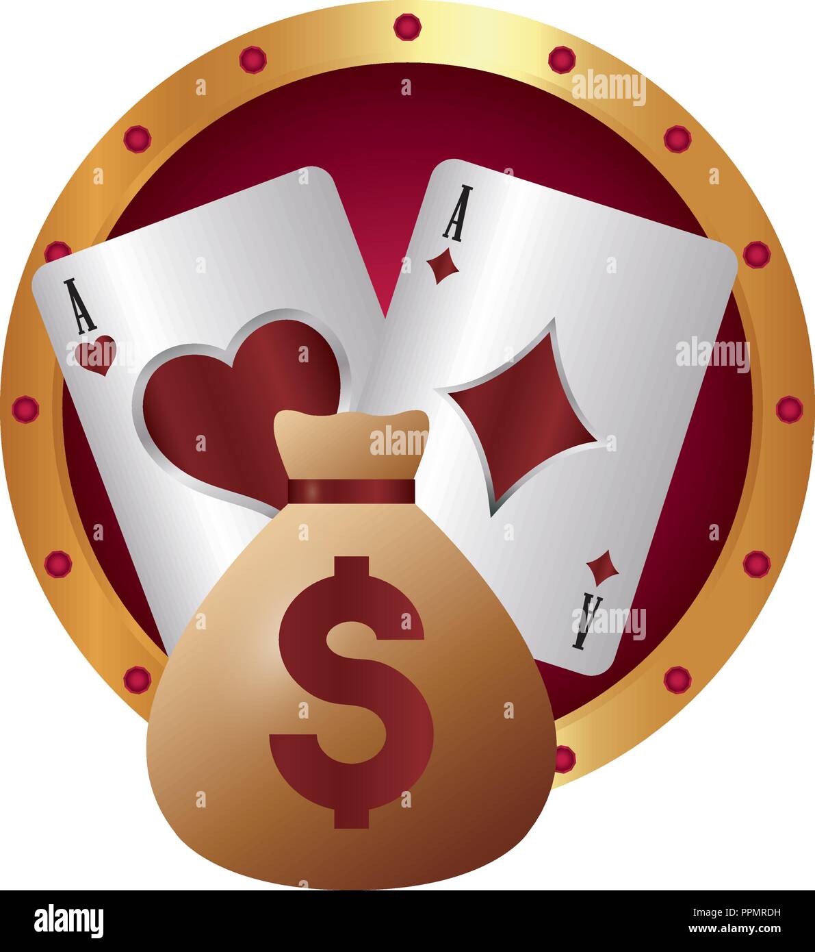 casino poker money bag dollar ace cards vector illustration Stock ...