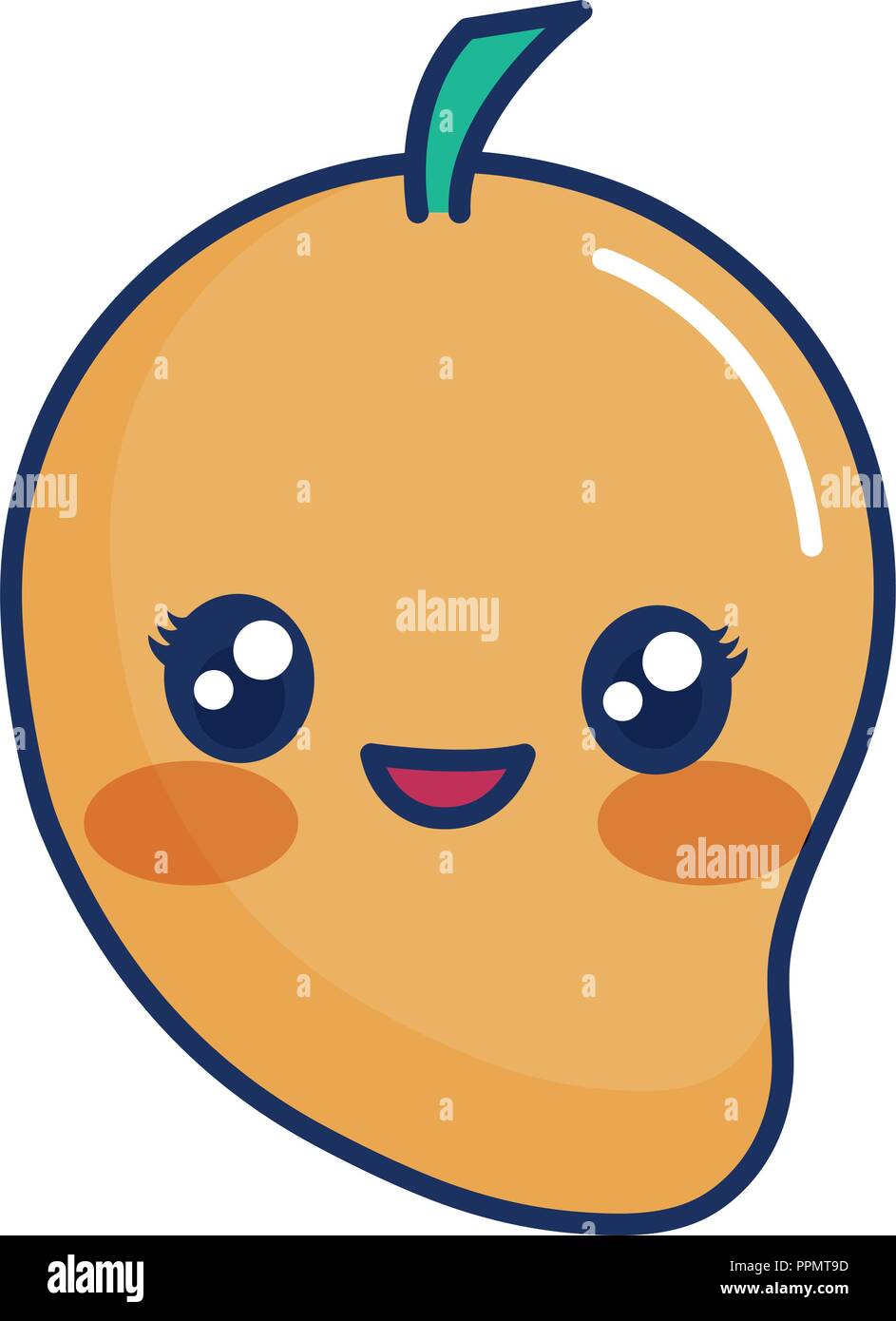 kawaii mango icon over white background, vector illustration Stock ...