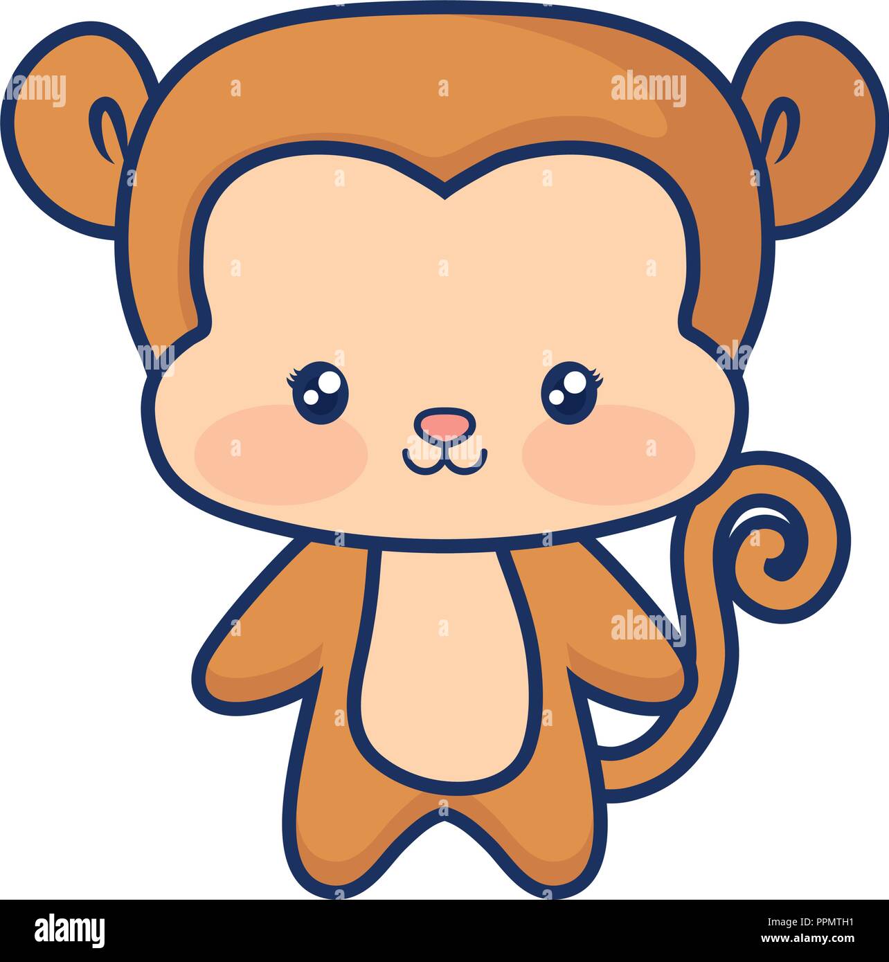 cute monkey icon over white background, vector illustration Stock ...