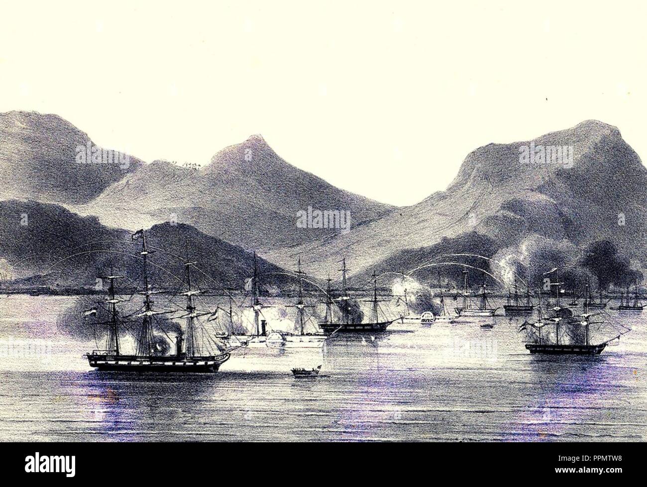 Bombardement van Atjeh door de Nederlandse vloot Stock Photo - Alamy