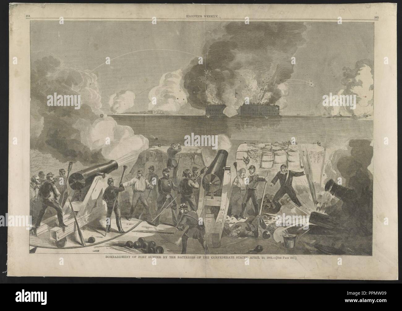 Bombardment of Fort Sumter by the batteries of the Confederate states ...