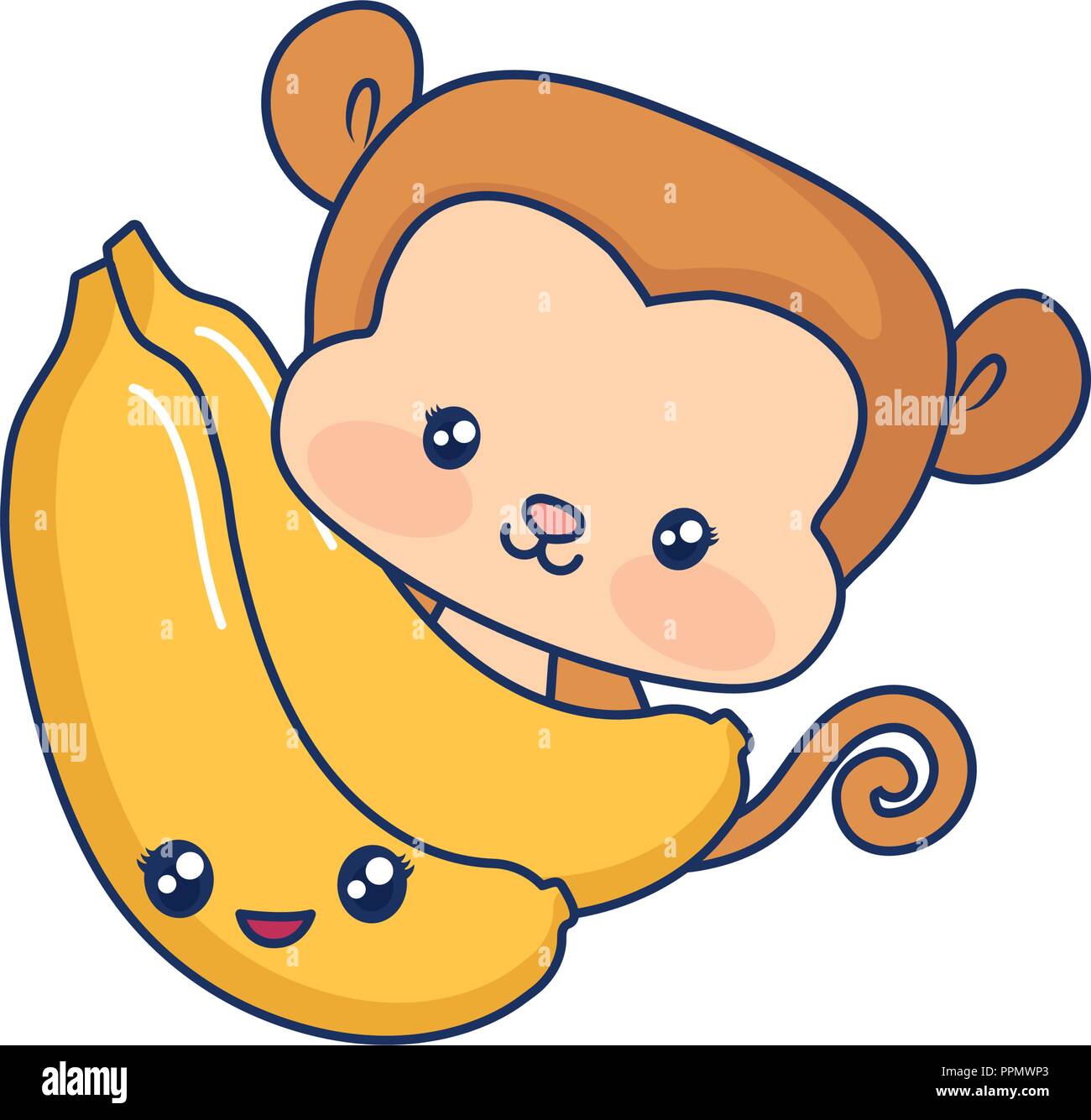 cute monkey animal baby with bananas vector illustration Stock Vector Image & Art - Alamy
