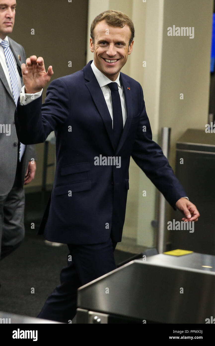 New York, NEW YORK, USA. 26th Sep, 2018. Emmanuel Macron president of ...